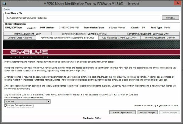 ECUWorx E46 M3 Remap in conjunction with Evolve